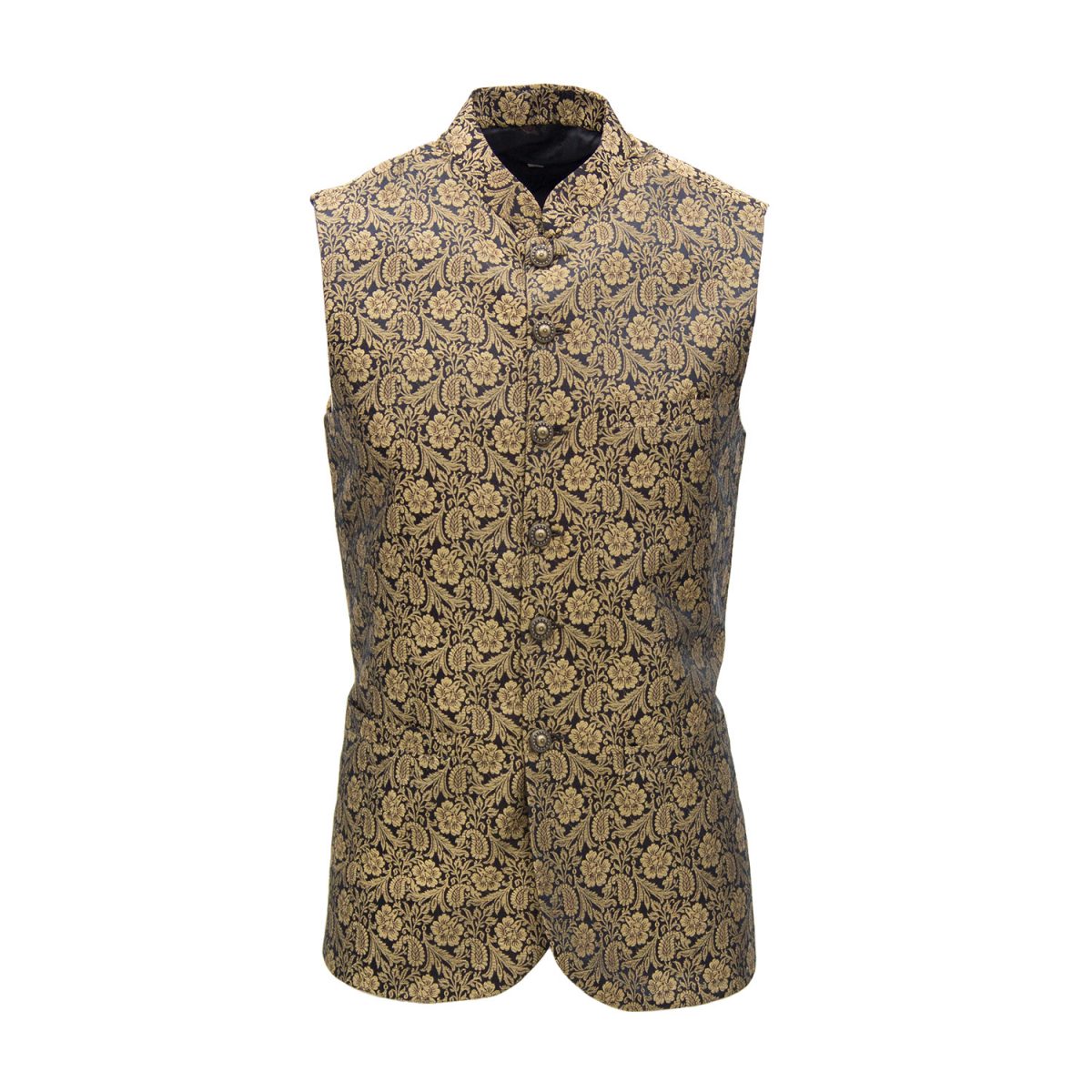 BERRY BLUE GOLD PATTERNED WAISTCOAT – Adam Baksh